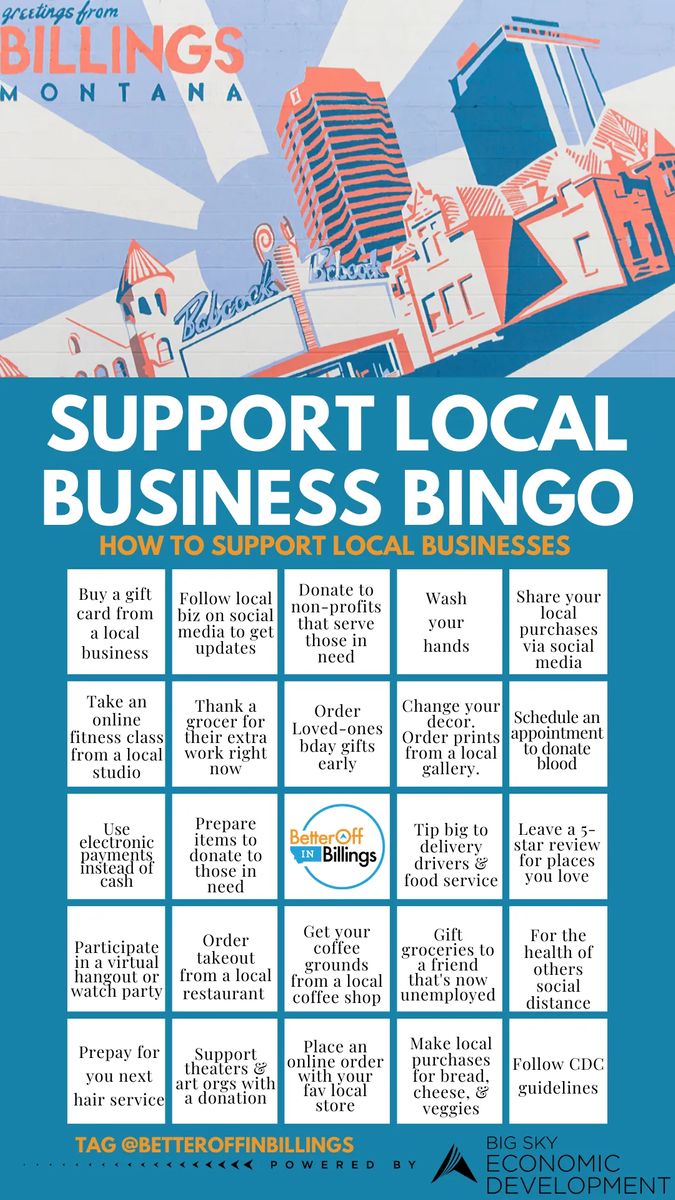Support Local Business Bingo!